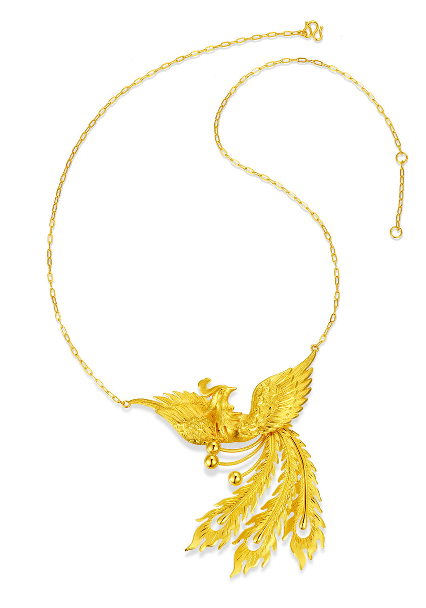 24K Gold Phoenix Necklace 凤舞九天 – Lao Feng Xiang Jewelry
