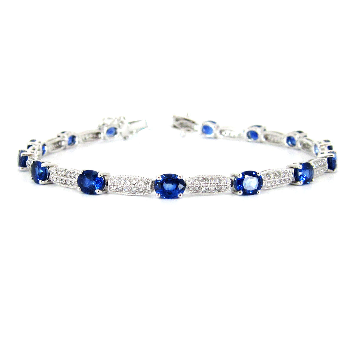 18K White Gold Sapphire & Diamond Bracelet – Lao Feng Xiang Jewelry