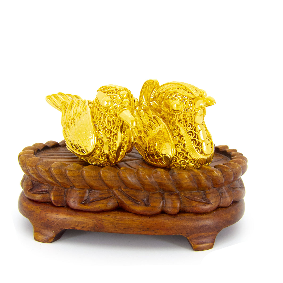 24K Gold Filigree Crafted Mandarin Duck – Lao Feng Xiang Jewelry